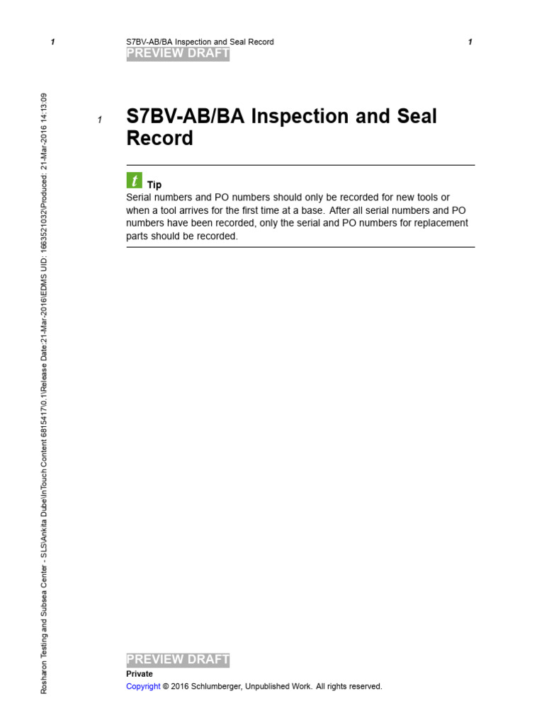 S7BV Inspection Seal Record 0 1fieldtest 6815430 01 | PDF | Mechanical ...