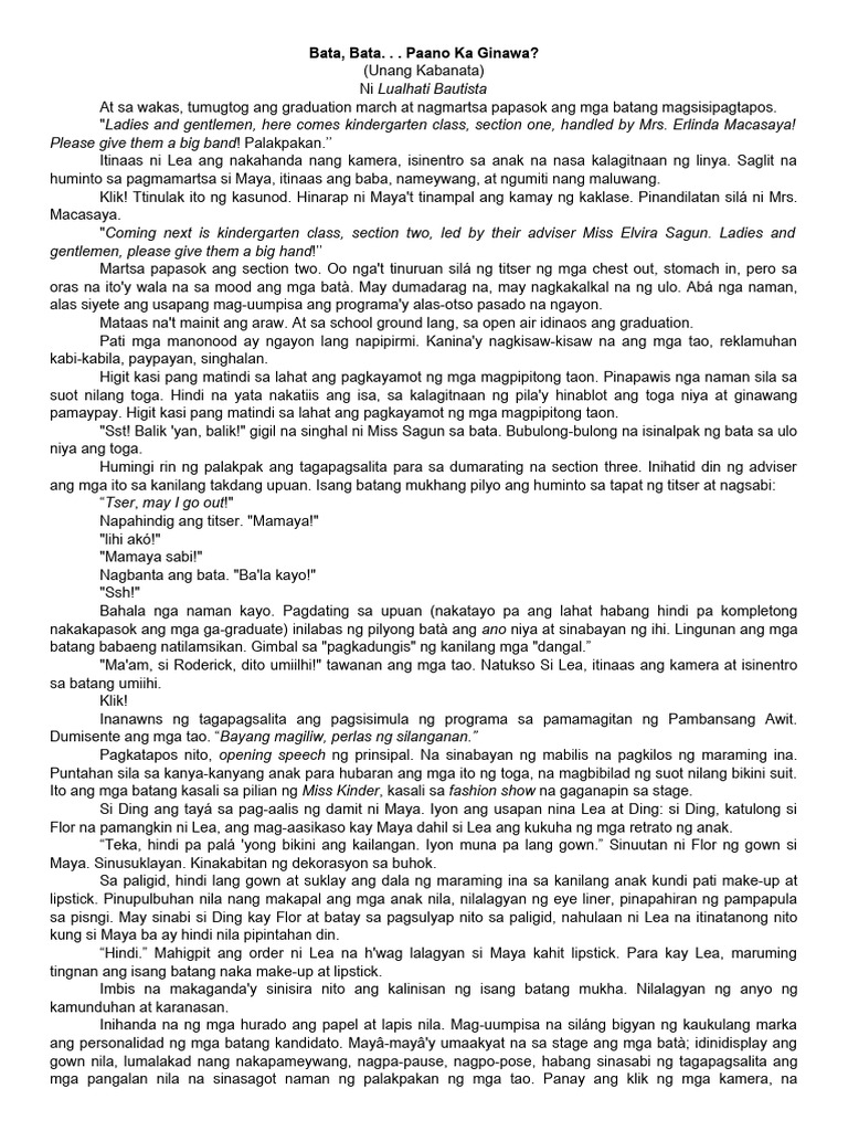 Bat Bata Paano Ka Ginawa | PDF