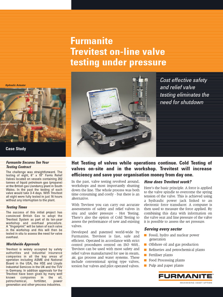 Trevitest Safety Valve Testing | PDF | Valve | Steam