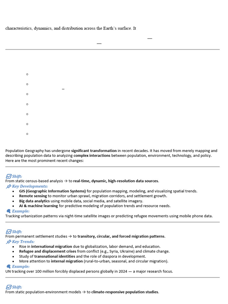 Population Geography Unit 1 | PDF | Geography | Human Migration