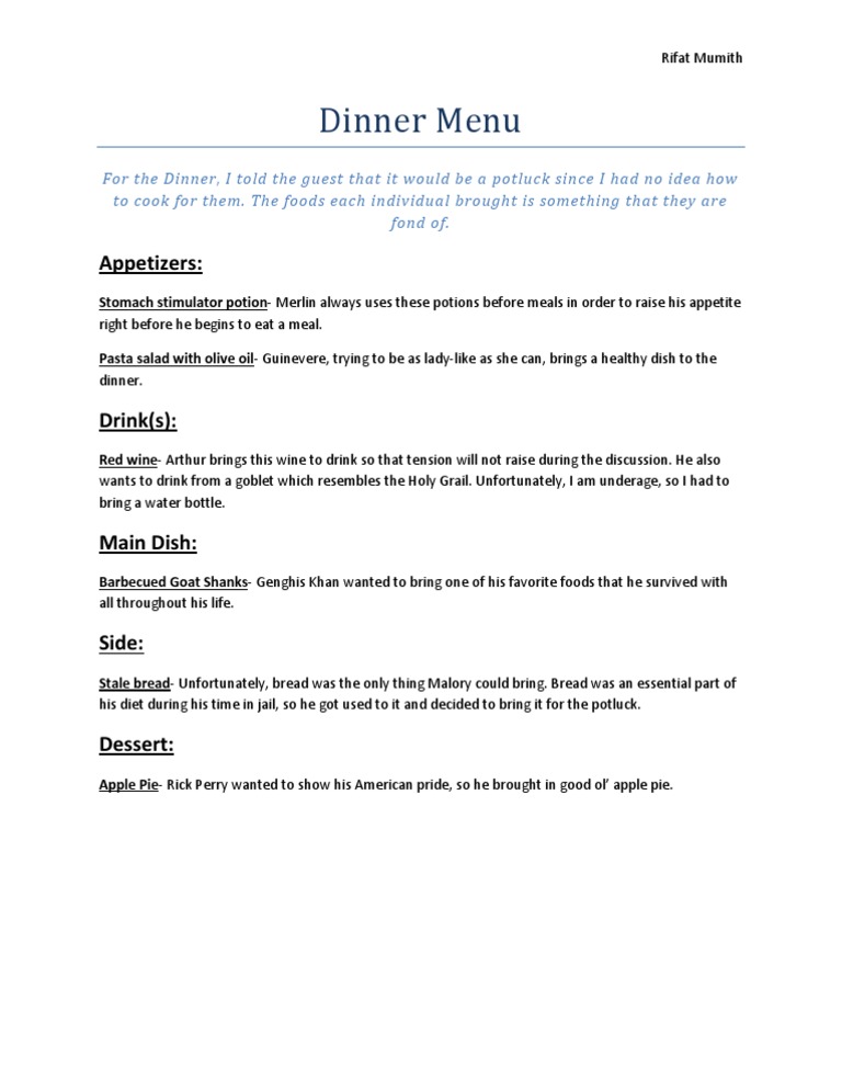 Unique Potluck Dinner Menu Ideas | PDF