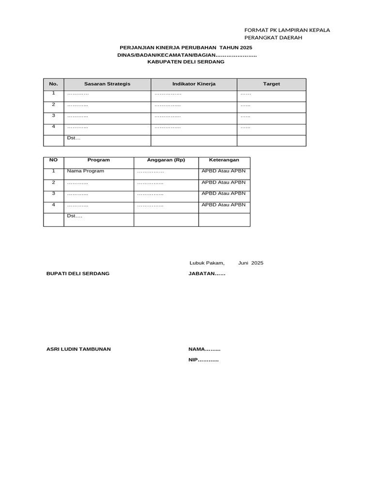 Form PK Perubahan (Lampiran) | PDF