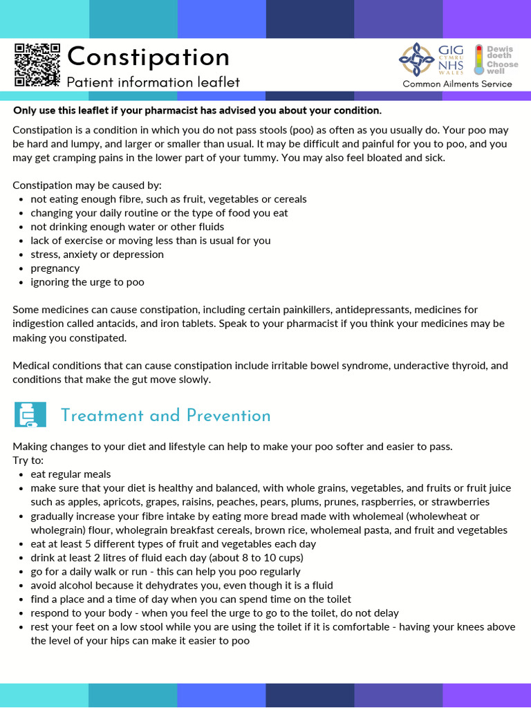 Constipation Patient Education | PDF | Constipation | Whole Grain