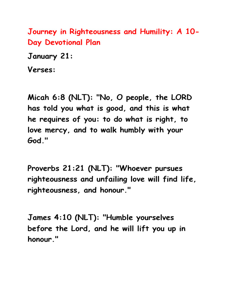 10-Day Devotional on Humility and Righteousness | PDF | Humility | Book ...