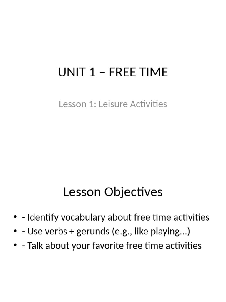 Unit1 FreeTime Lesson1 | PDF