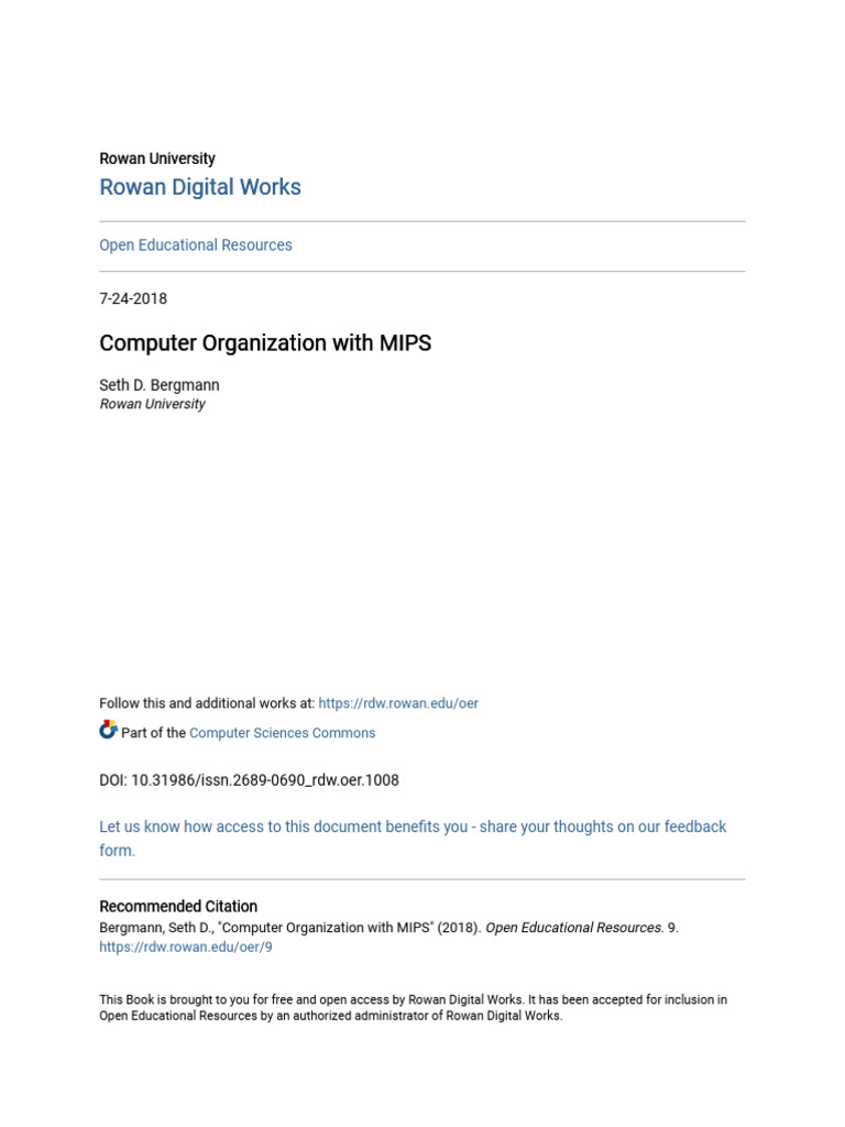 Computer Organization with MIPS Guide | PDF | Computer Data Storage ...