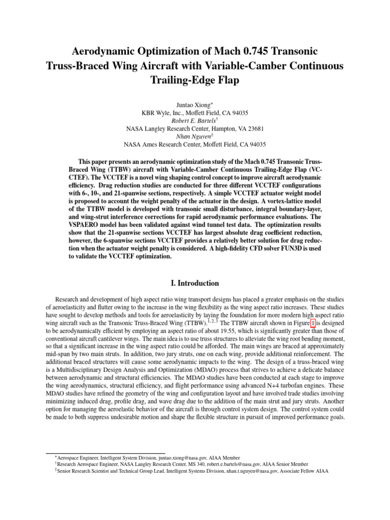 Aerodynamic Optimization of Mach 0.745 Transonic Truss-BracedWing ...