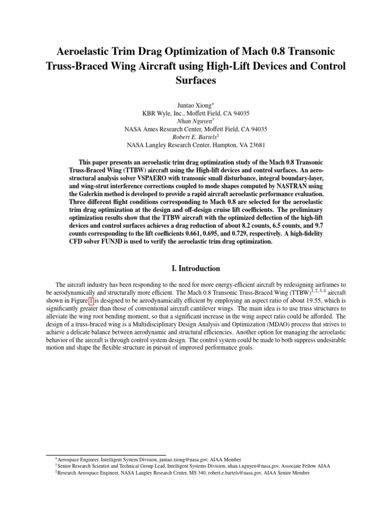 Aeroelastic Trim Drag Optimization of Mach 0.8 Transonic Truss-BracedWing Aircraft Using High ...