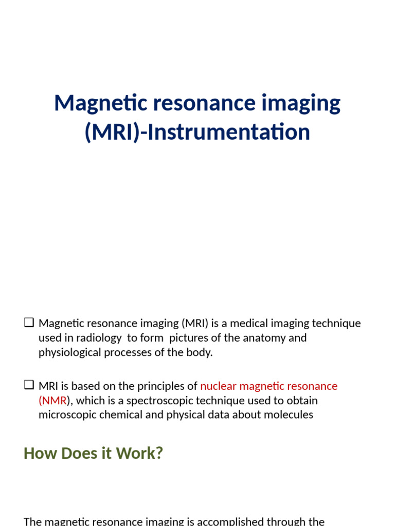 MRI Instrumentation and Components Guide | PDF | Magnetic Resonance ...