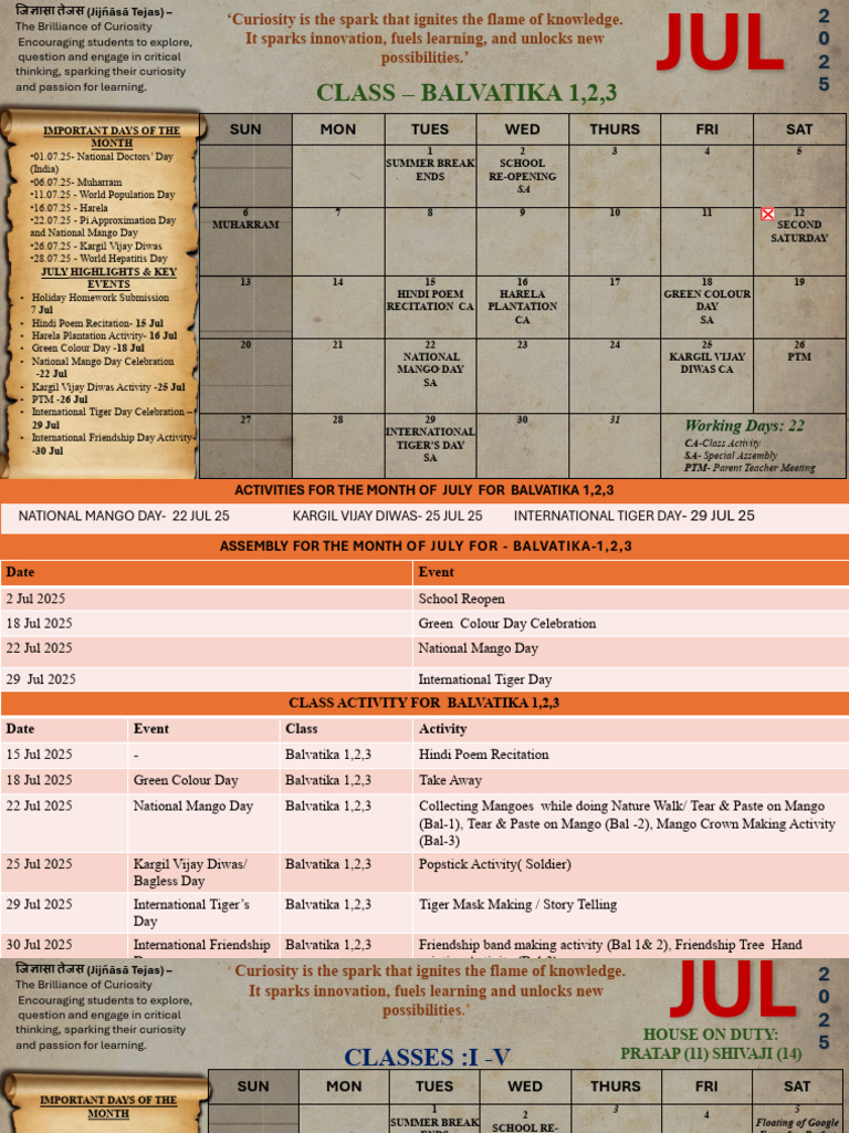 July 2025 APS Academic Calendar | PDF