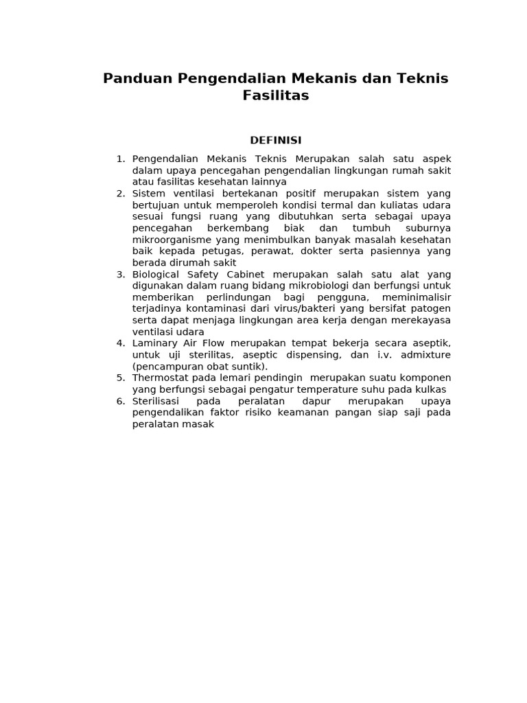 Panduan Pengendalian Mekanis Fasilitas Kesehatan | PDF