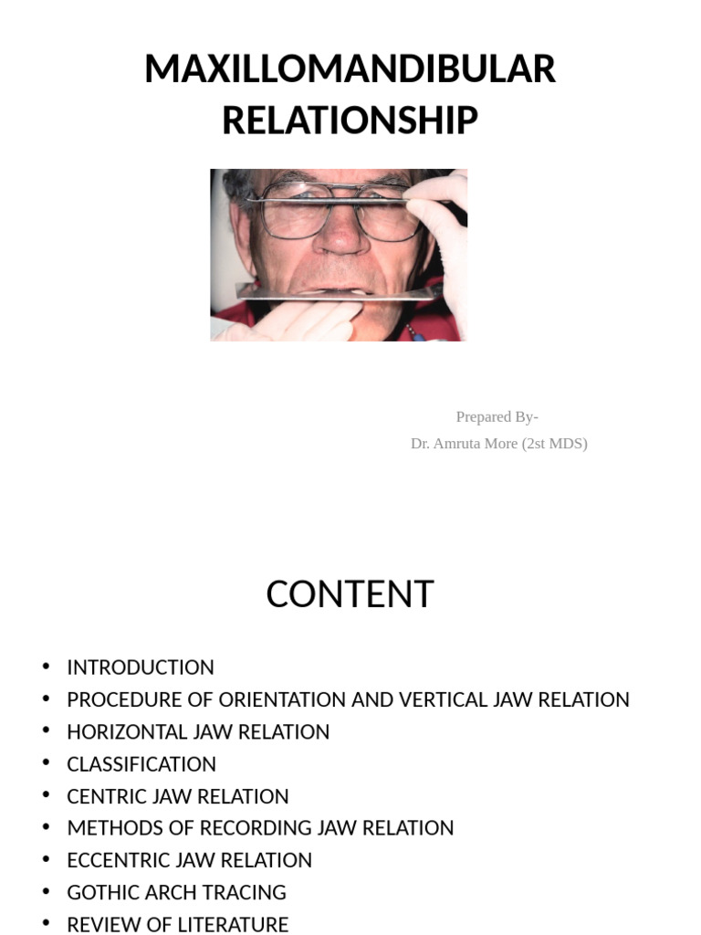Horizontal Jaw Relation Ppt-Amrutha Maam | PDF | Dentures | Dentistry Branches