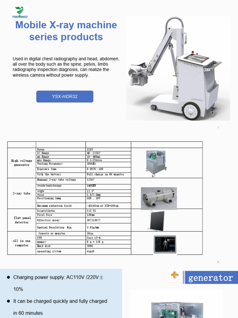 YSX-mDR32 Mobile X-ray Machine Specs | PDF | Radiography | X Ray