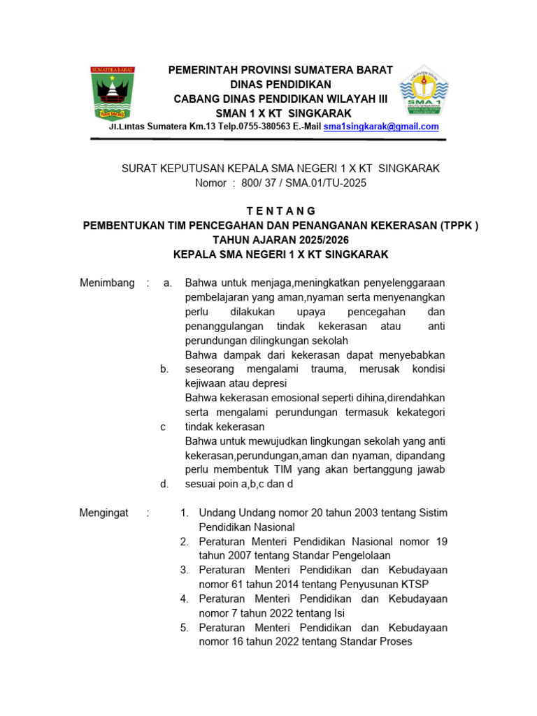 Lampiran 2. SK TPPK 2025-2026 | PDF