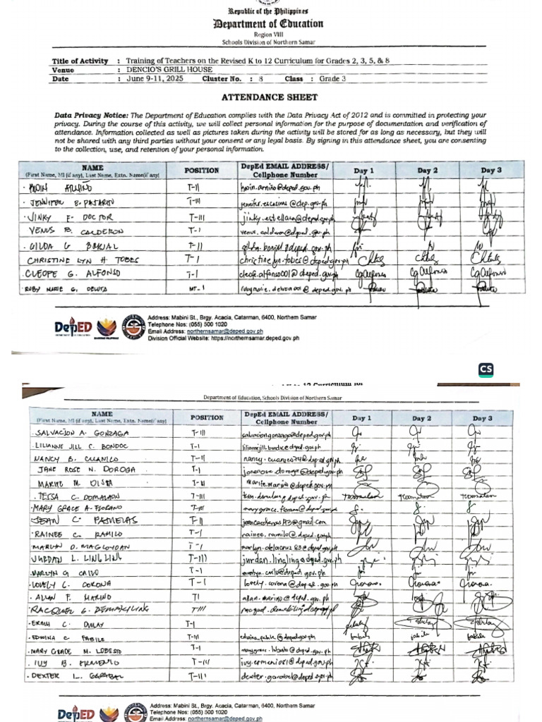 Attendance K 12 | PDF