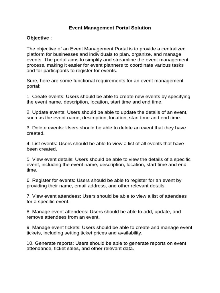 Event Management Portal Solution (1) 1 | PDF | Software Development ...