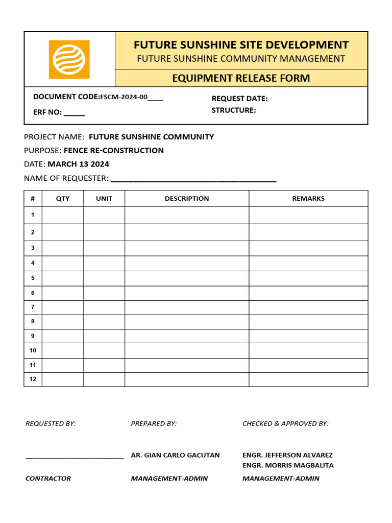 Equipment Release Form | PDF