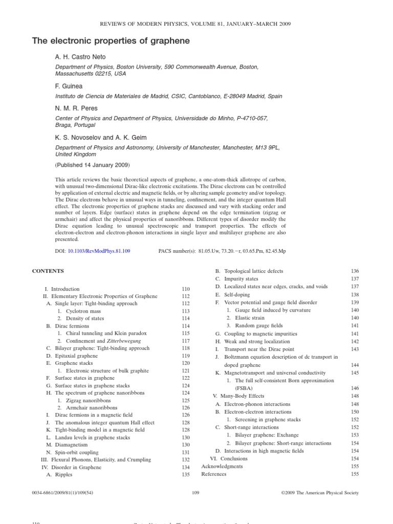 RevModPhys 81 109 | PDF | Graphene | Wave Function