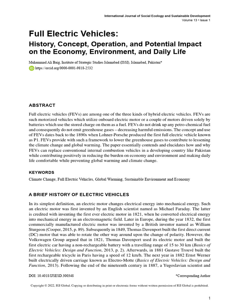 Full Electric Vehicles: Impact and History | PDF | Electric Vehicle ...