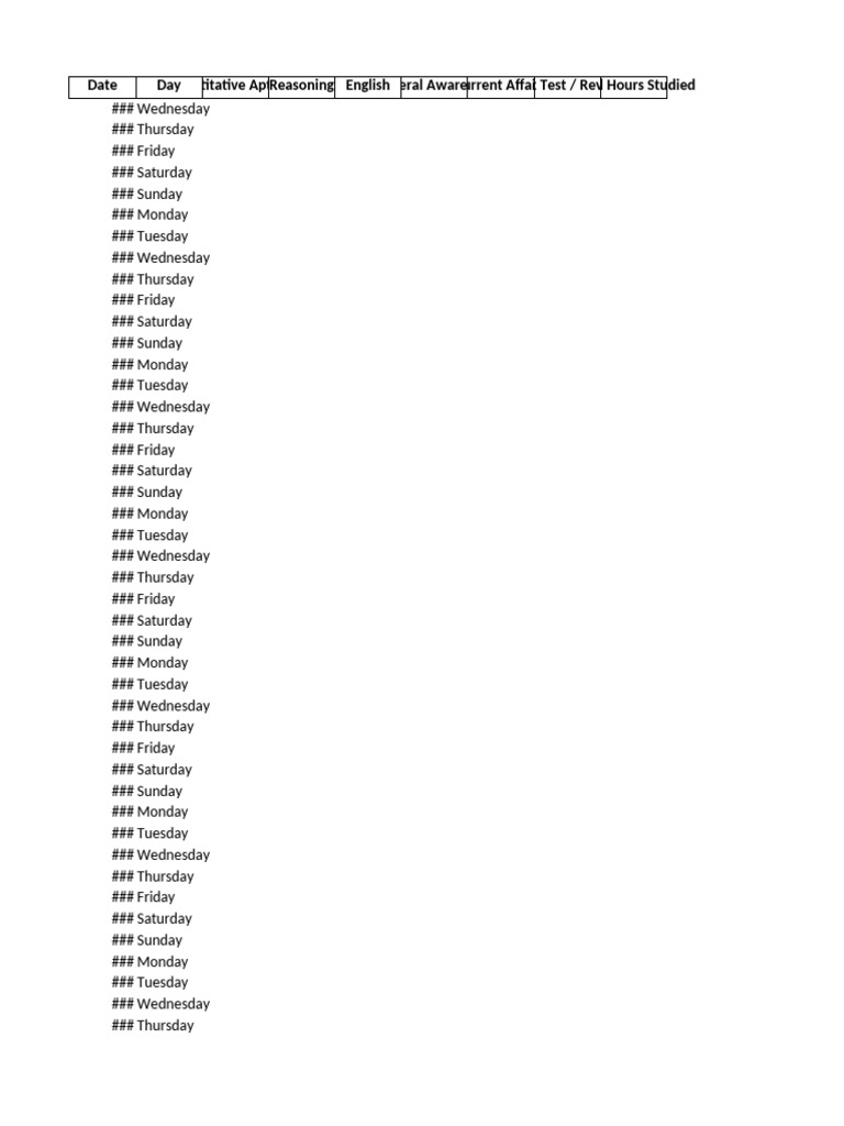 SSC CGL 6 Month Study Tracker | PDF