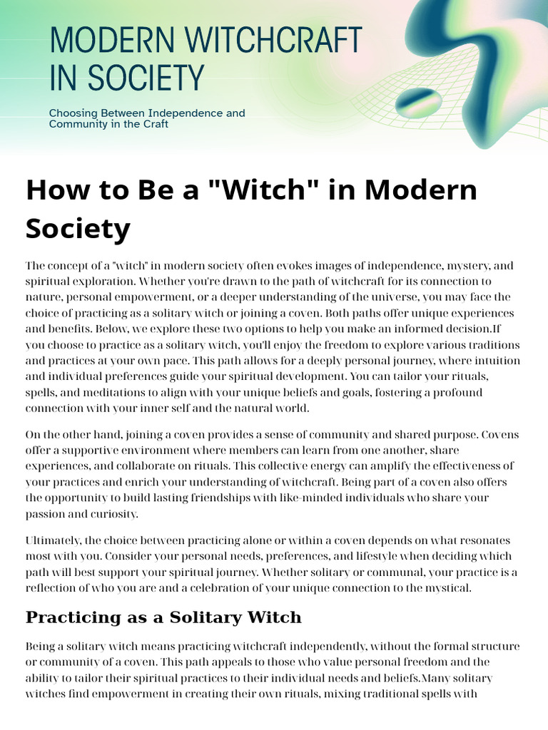 How To Be A Witch in Modern Society | PDF | Witchcraft | Spirituality