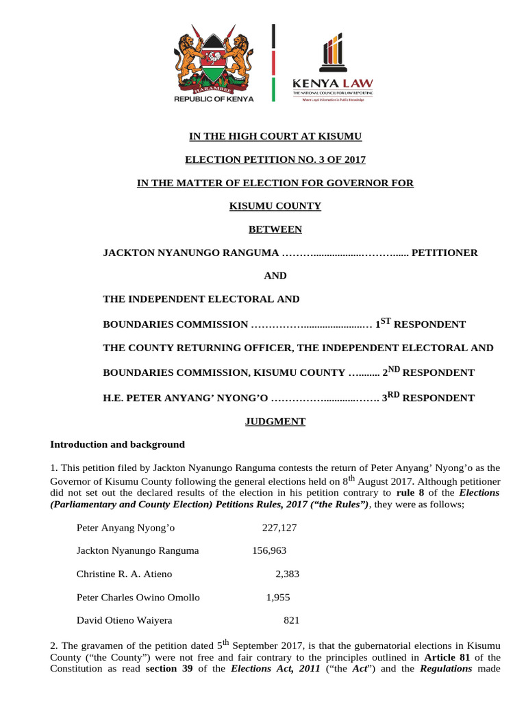 Jackton Nyanungo Ranguma V Independent Electoral and Boundaries ...