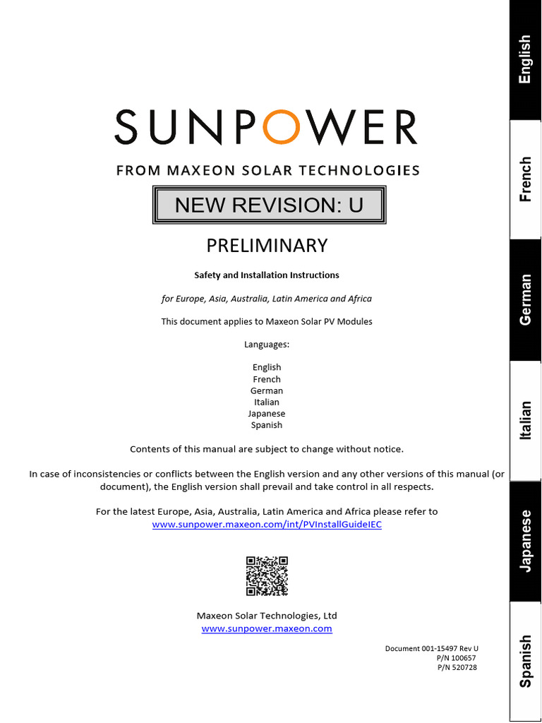 Sunpower Installation Manual | PDF | Solar Panel | Photovoltaics