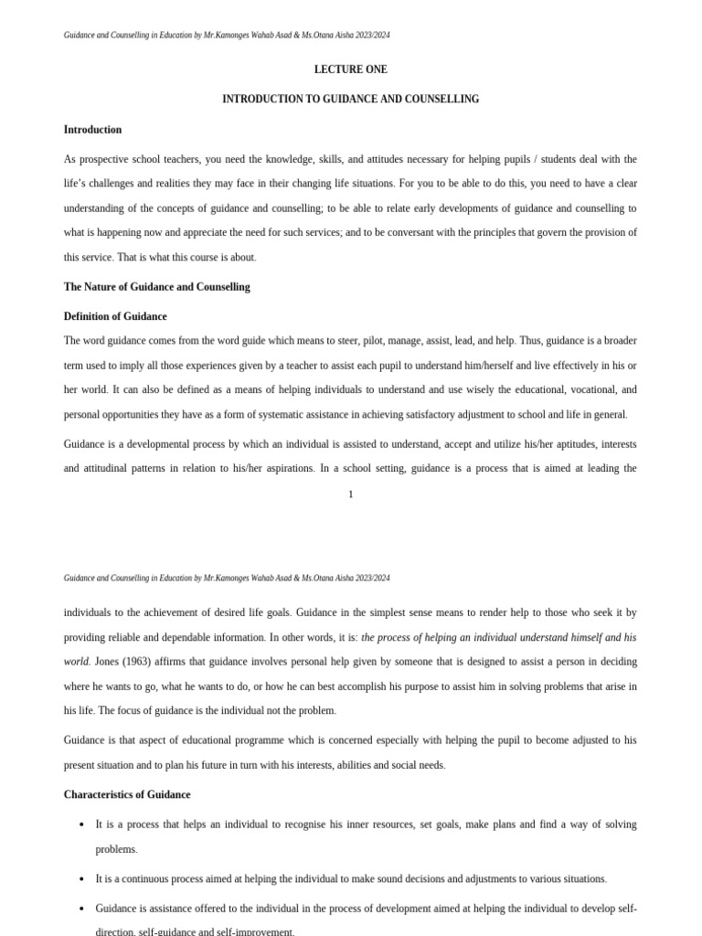 Guidance and Counselling in Education | PDF | Learning | Psychotherapy