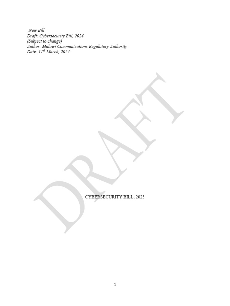 Draft CyberSecurity Bill 2024 | PDF | Computer Security | Security