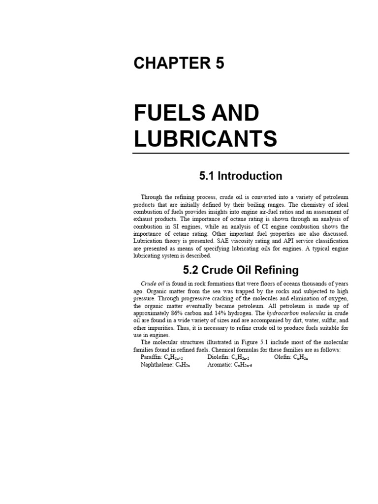 Fuels and Lubricants Overview | PDF | Combustion | Stoichiometry