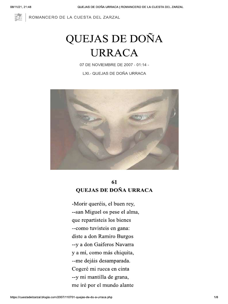 Romance de Las Quejas de D. Urraca | PDF