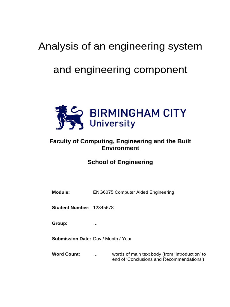 ENG6075 Report Template (2024.25) | PDF | System | Structural Analysis