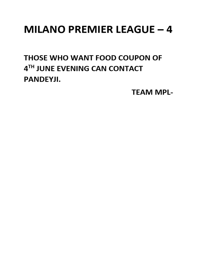 Milano Premier League | PDF