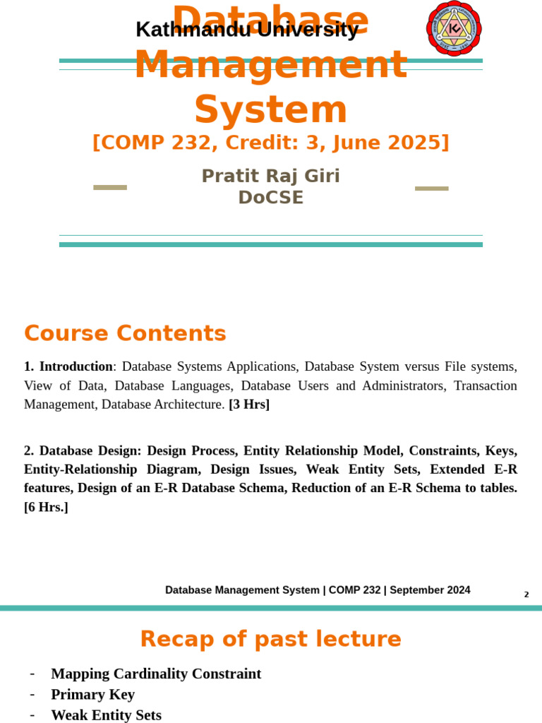 COMP232 DBMS Lecture 5 - Database Design | PDF | Databases | Database ...