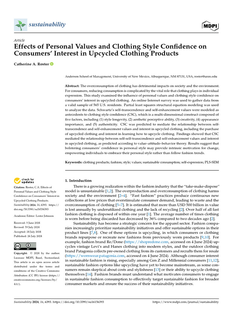Effects of Personal Values and Clothing Style Conf | PDF | Structural ...