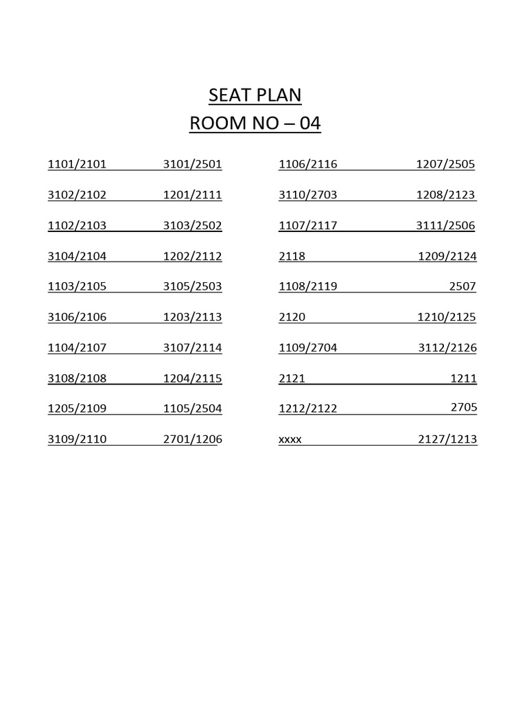 Seat Plan 2nd Yr Pre-Test 2024 | PDF