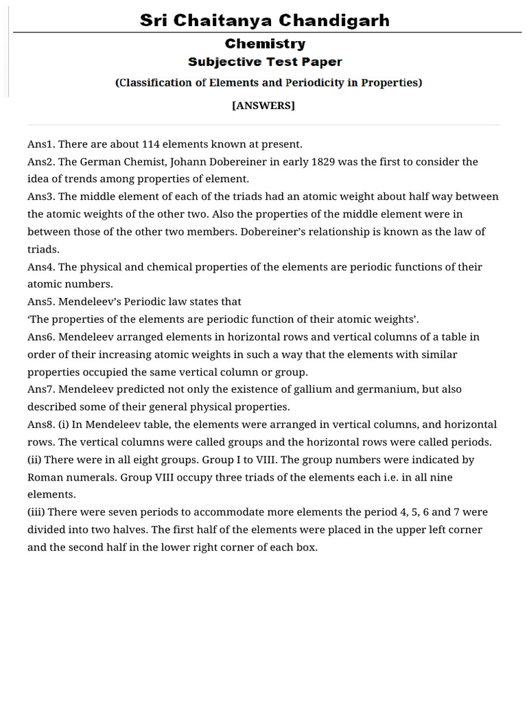 Classification of Elements P-1 | PDF