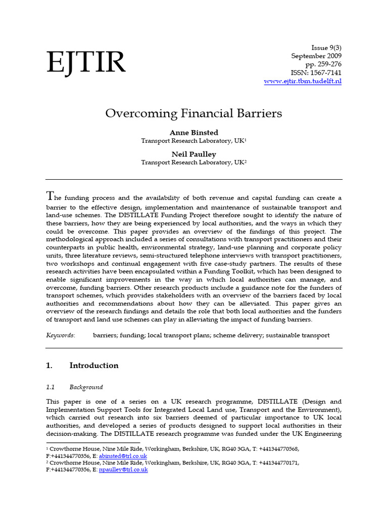 Overcoming Financial Barriers | PDF | Taxes | Public–Private Partnership