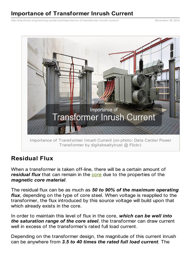 Understanding Transformer Inrush Current | PDF