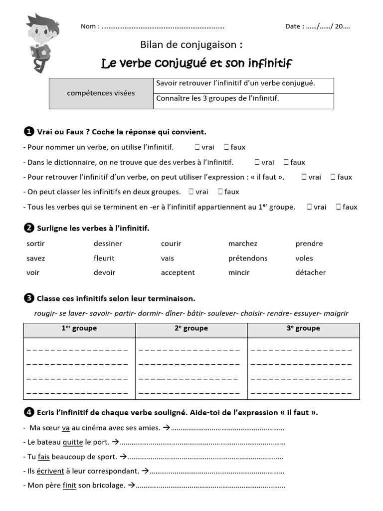 Évaluation CE2 : Verbes et Infinitifs | PDF | Verbe | Linguistique
