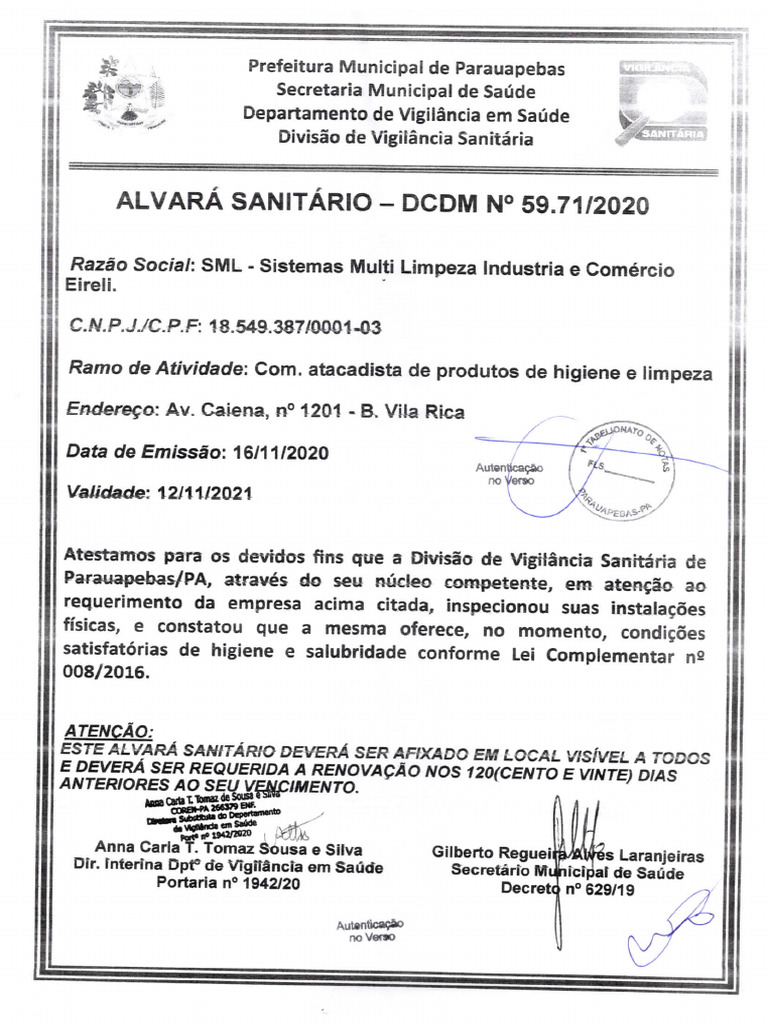 Alvara Sanitario e de Funcionamento | PDF | Brasil