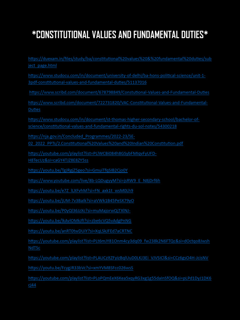 Constitutional Values and Fundamental Duties | PDF