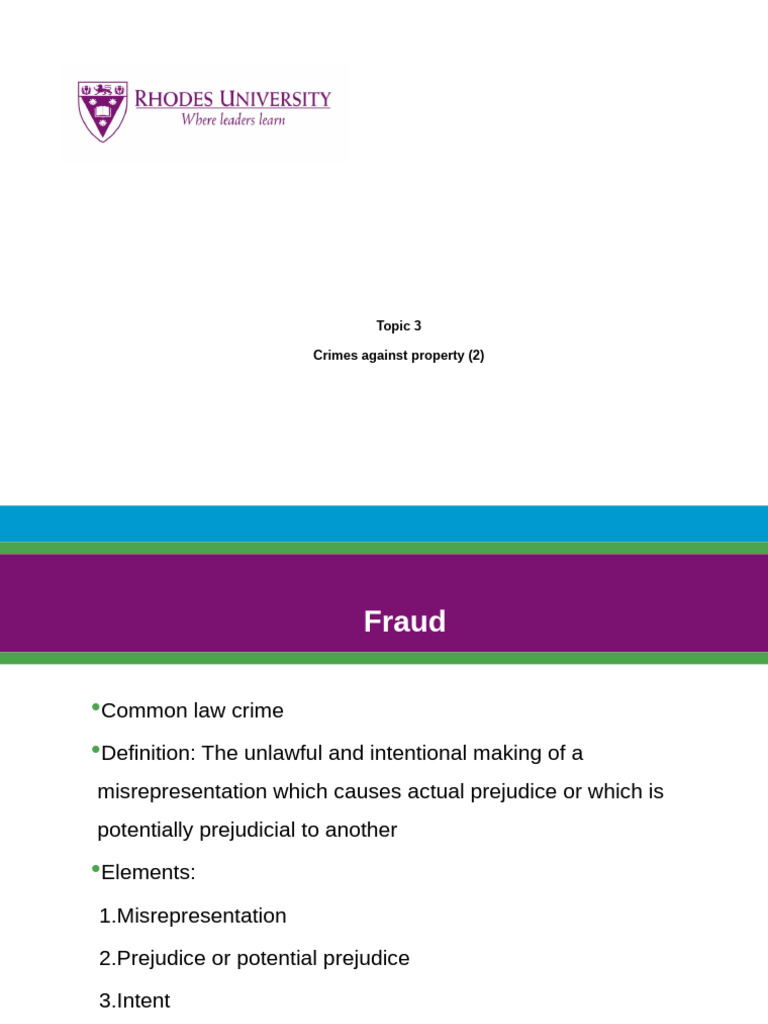 CRIMINAL LAW Crimes Against Property | PDF | Misrepresentation | Fraud