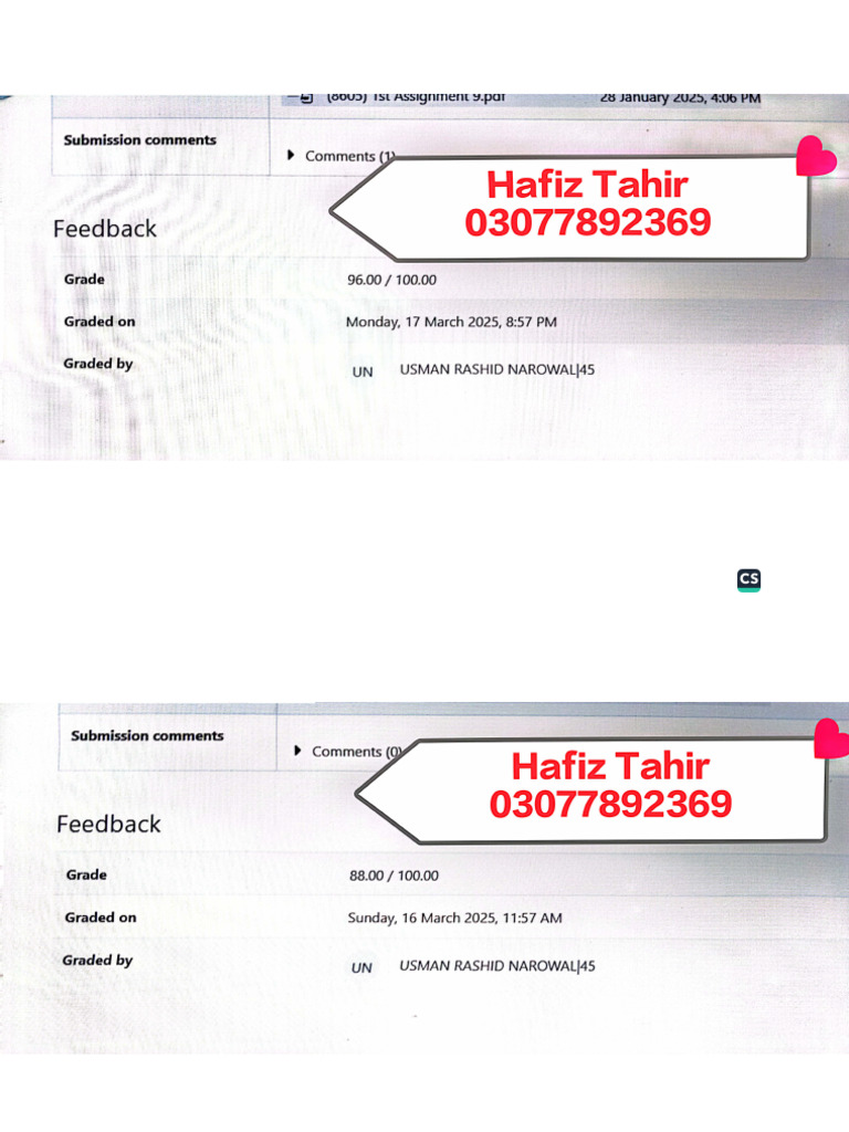 Assignments Marks Semester Aut 2025 (By Hafiz Tahir 03077892369) | PDF