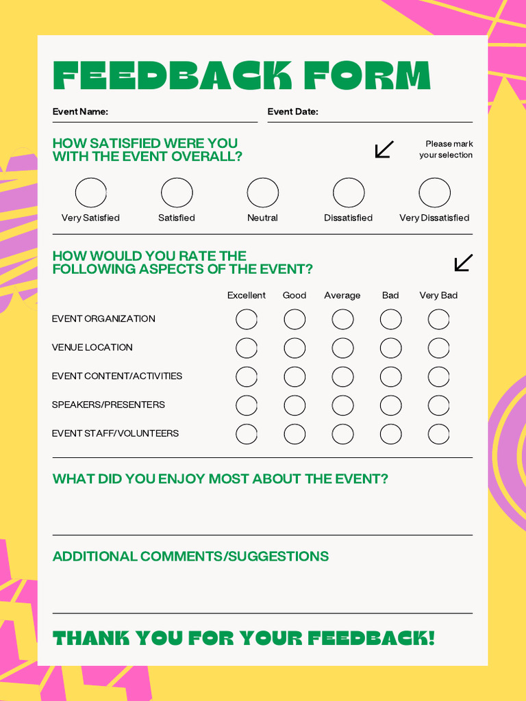 Yellow and Green Bold Feedback Form Document | PDF