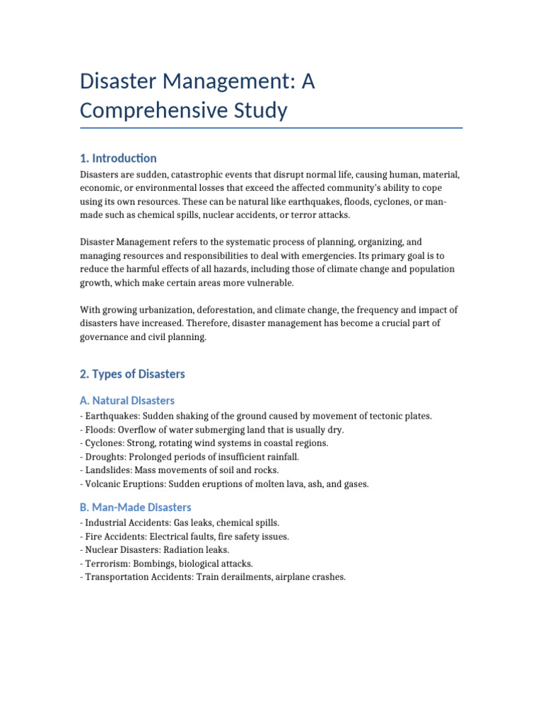 Disaster Management Project | PDF