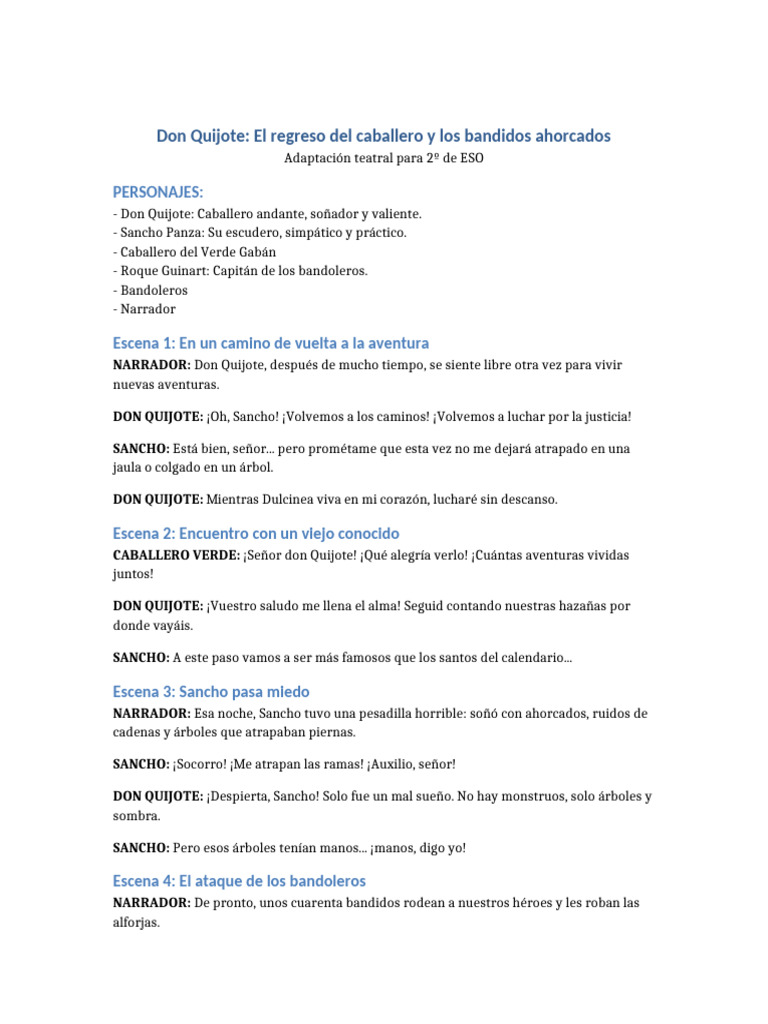 Don Quijote Obra Teatro | PDF
