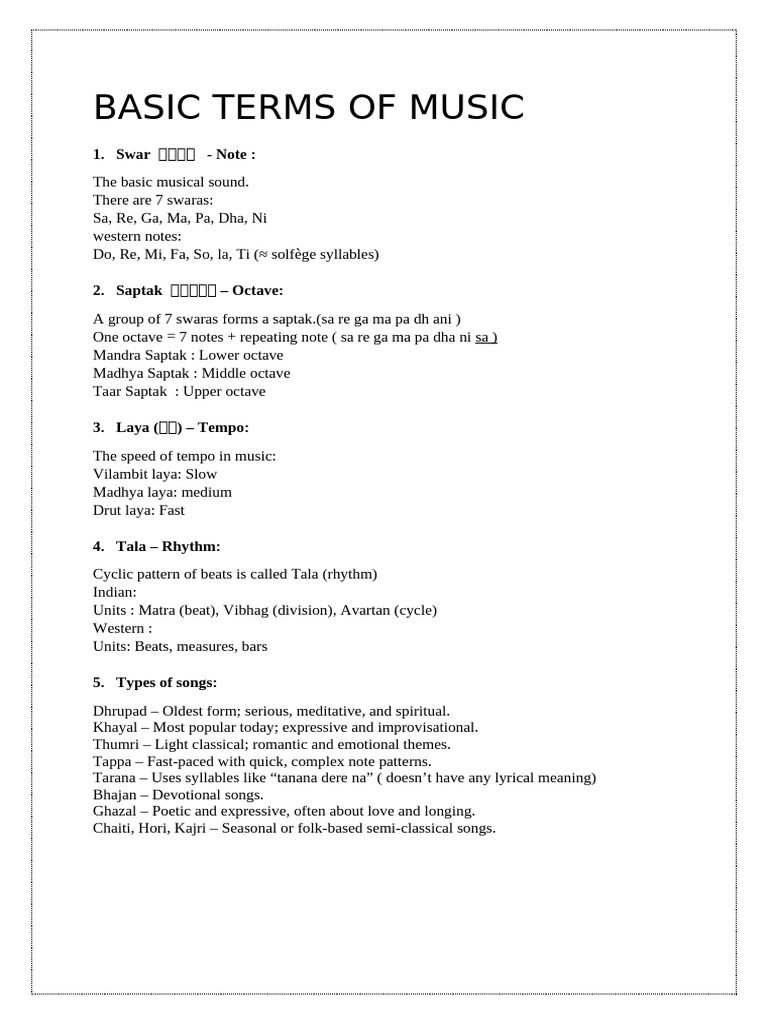 Learning Basic Music Terms | PDF | Musicology | Classical And Art Music ...