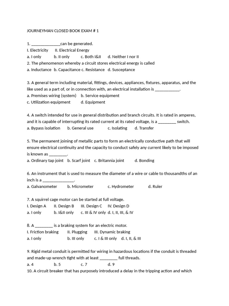 Journeyman RME Reviewer Exam 1 | PDF | Electrical Wiring | Electrical ...