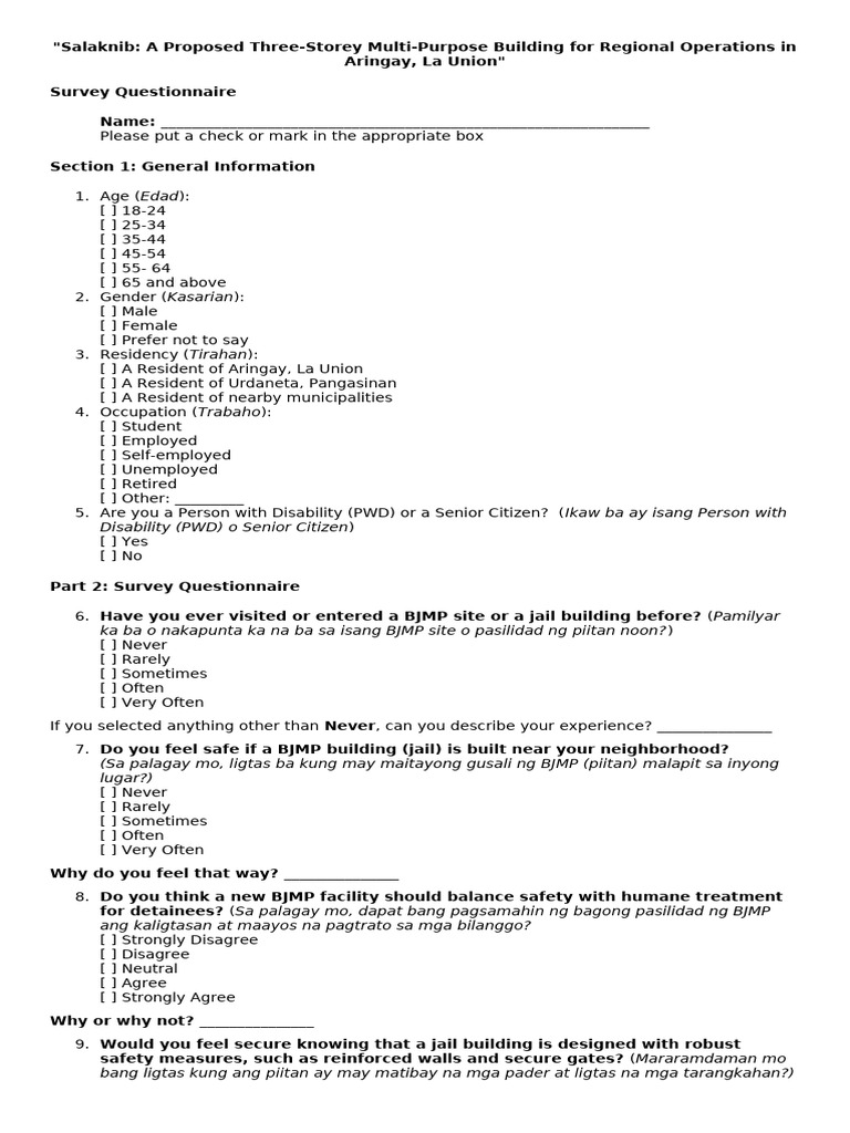 Survey Questions - Lyka Sinohin | PDF